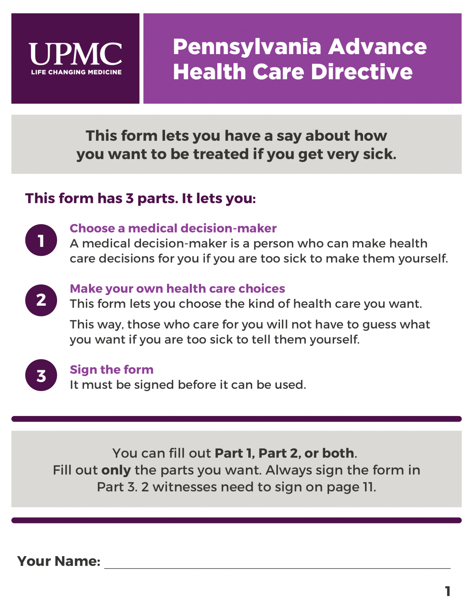 Free Pennsylvania Advance Directive Form - PDF – eForms