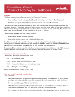 Free Wisconsin Advance Directive Form - PDF – eForms
