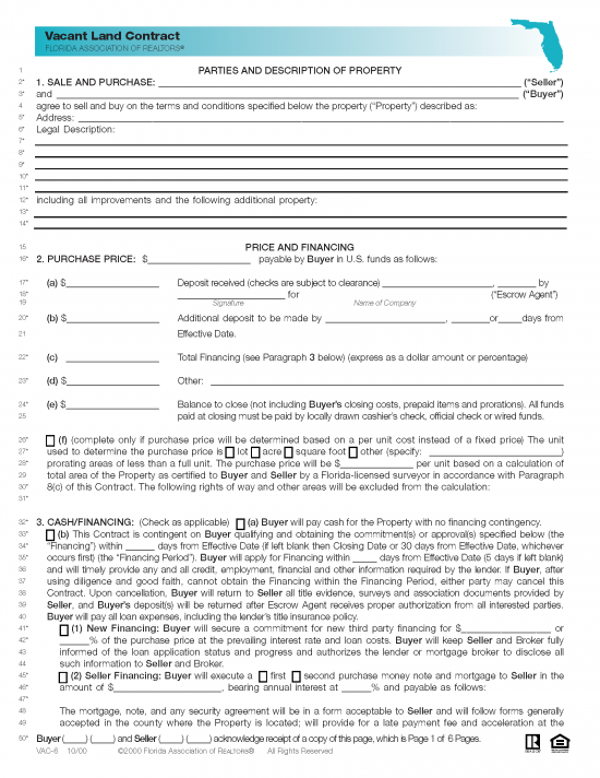 Free Florida Land Contract Template - PDF | Word – eForms