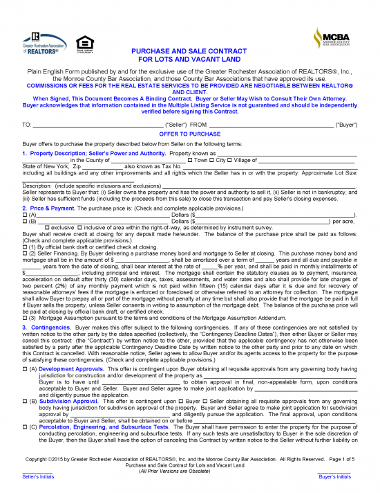 Free New York Land Contract Template - PDF | Word – eForms