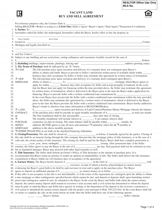 Free Michigan Land Contract Template - PDF | Word – eForms