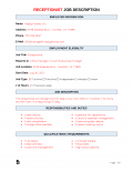 Free Receptionist Job Description Template | Sample - PDF | Word – eForms