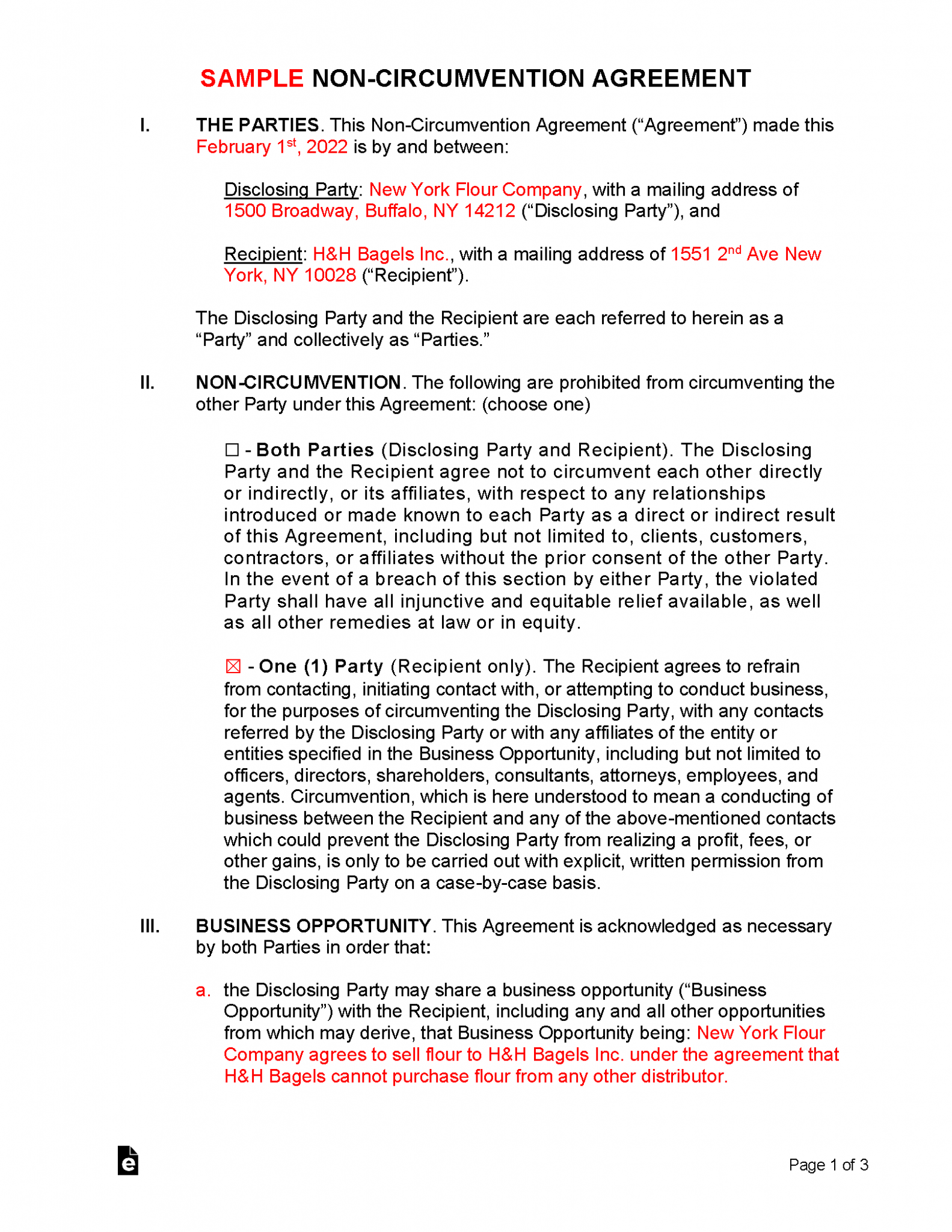 Free Non-Circumvention Agreement Template - PDF | Word – eForms