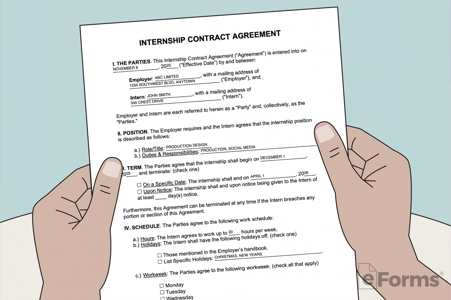 Free Internship Contract Template | Employees and Students - PDF | Word ...