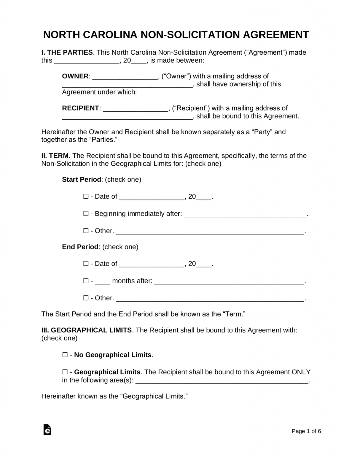Free North Carolina Non-Solicitation Agreement - PDF | Word – eForms