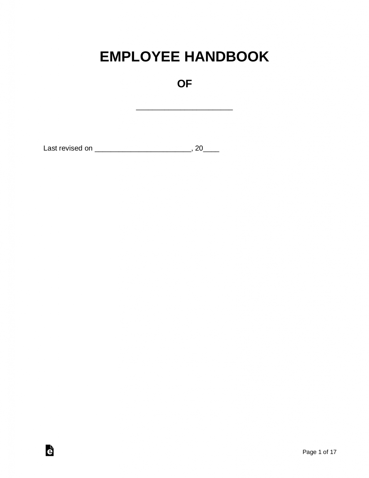 Free Restaurant Employee Handbook Template | Sample - PDF | Word – eForms