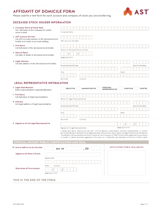 Free Affidavit of Domicile Form - PDF | Word – eForms