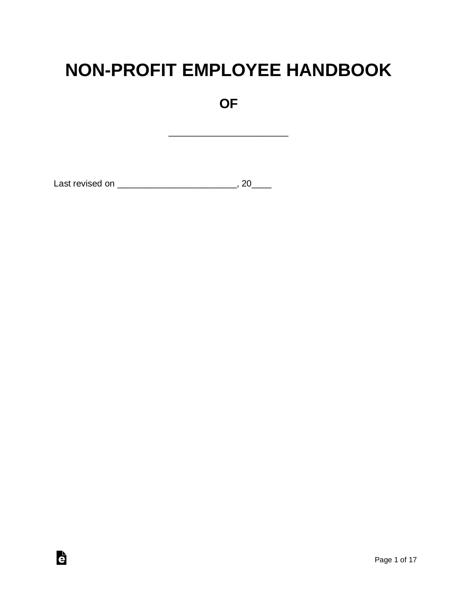 Free Non-Profit Organization Employee Handbook Template | Sample - PDF ...