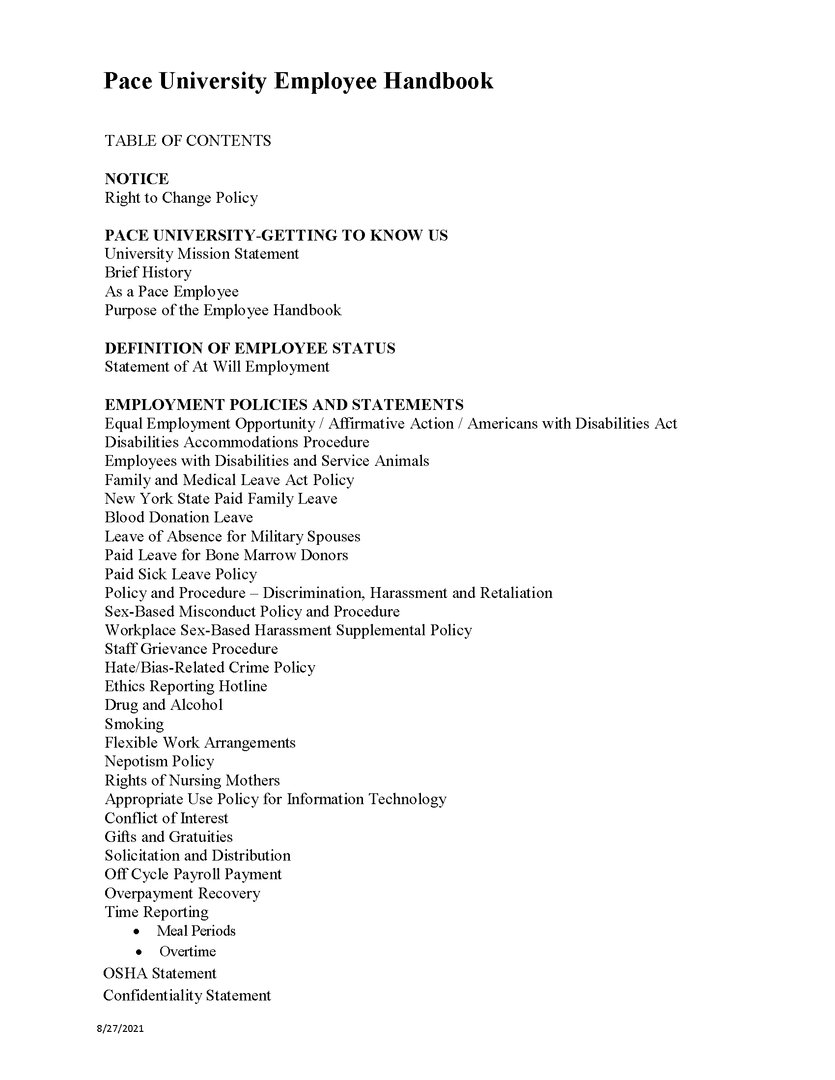 Free University Employee Handbook Template | Sample - PDF | Word – eForms