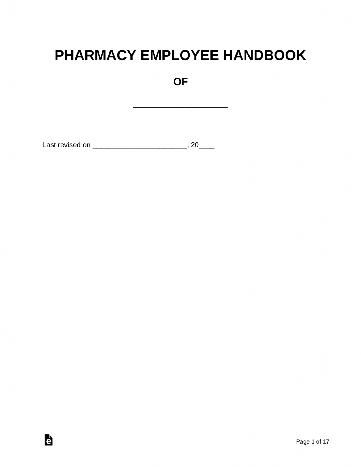 Free Employee Handbook Templates (7) - PDF | Word – eForms