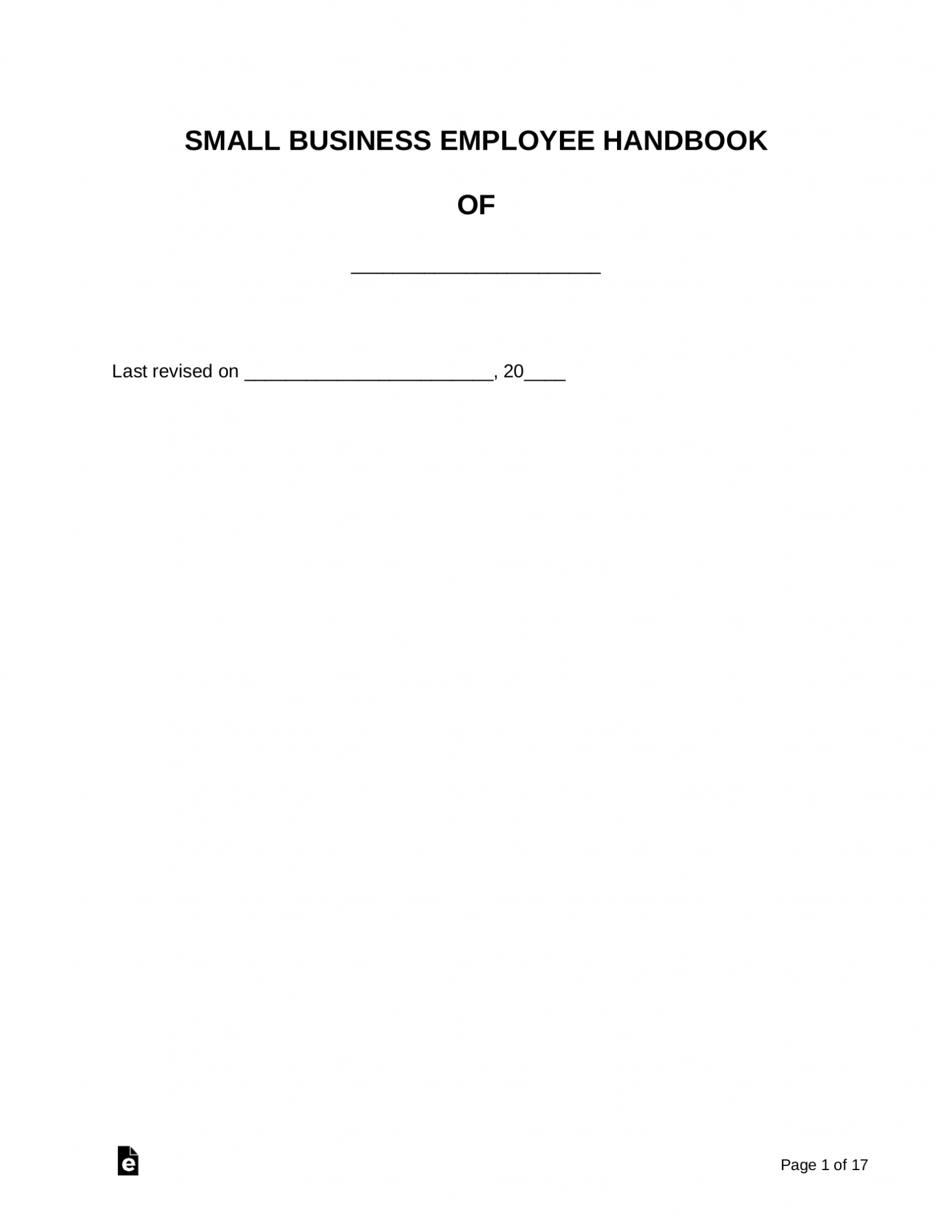 Free Employee Handbook Templates (7) - PDF | Word – eForms