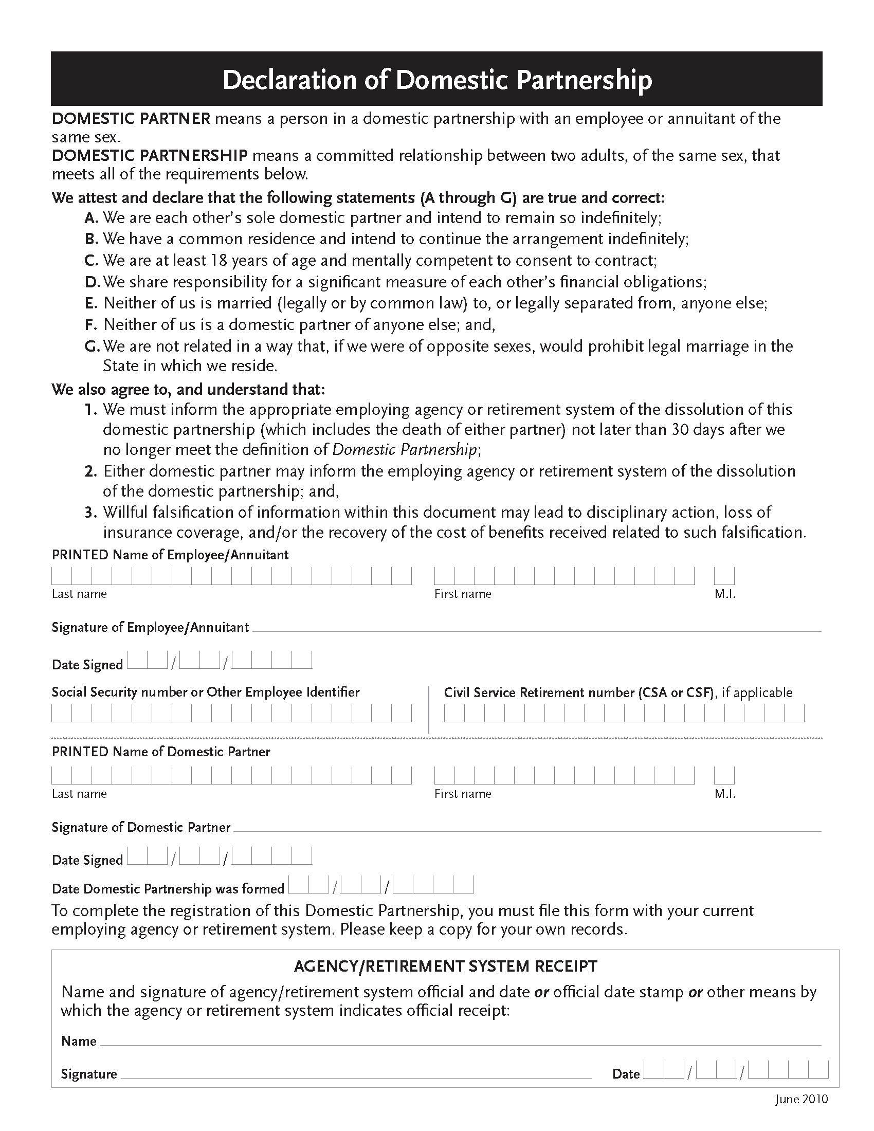 Free Domestic Partner Affidavit - PDF | Word – eForms