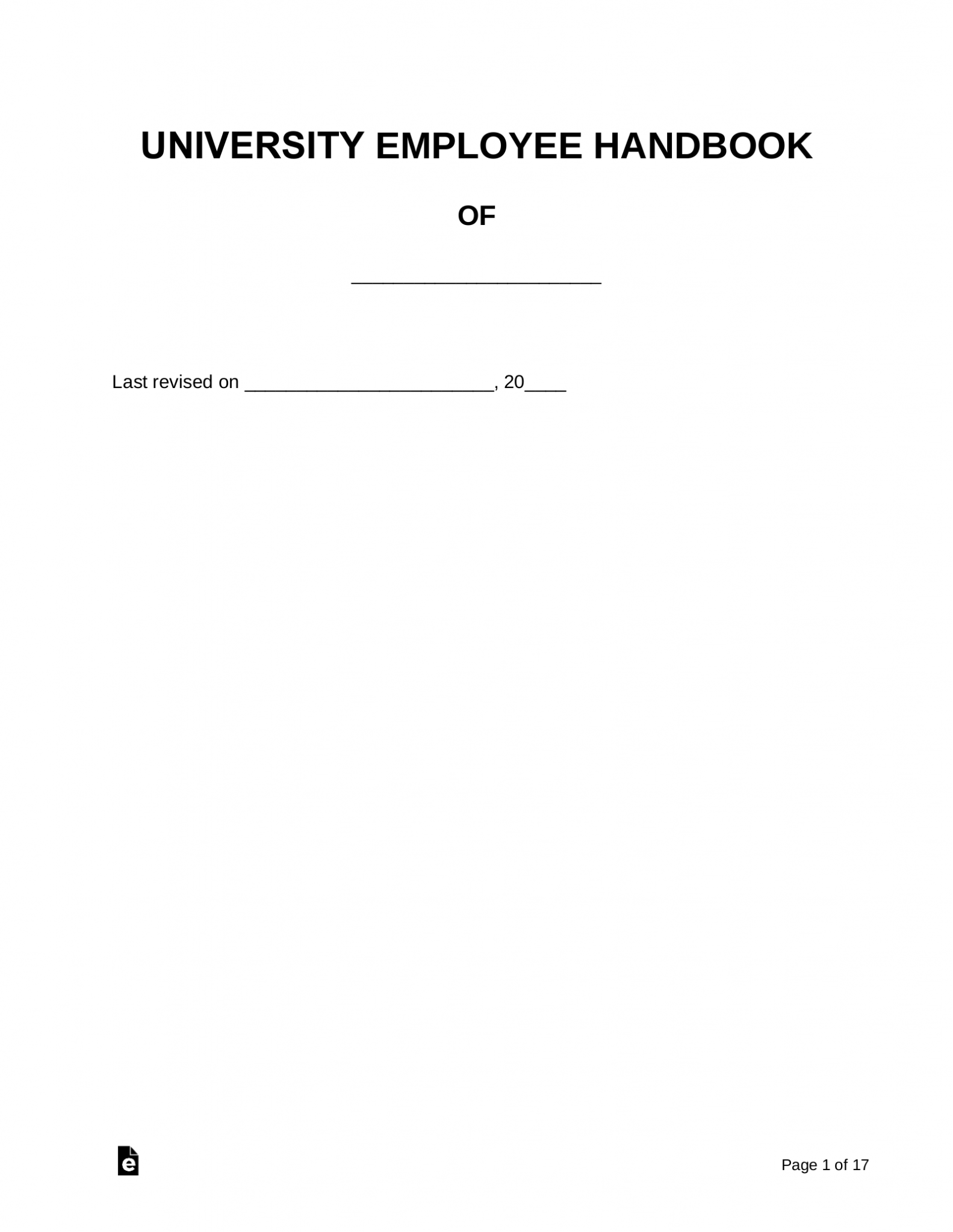 Free University Employee Handbook Template | Sample - PDF | Word – eForms