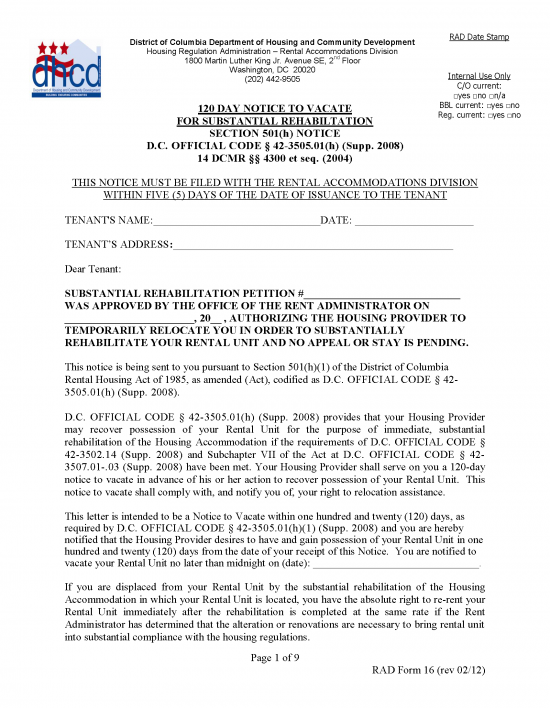 Free Washington D.C. Eviction Notice Forms (9) - PDF | Word – eForms