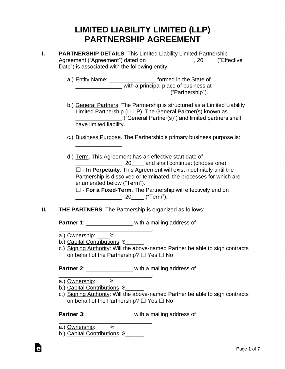 Free Partnership Agreement Templates (5) - PDF | Word – eForms