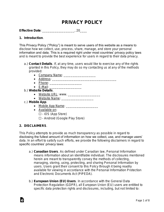 Free Terms And Conditions Templates 9 Generator PDF Word EForms