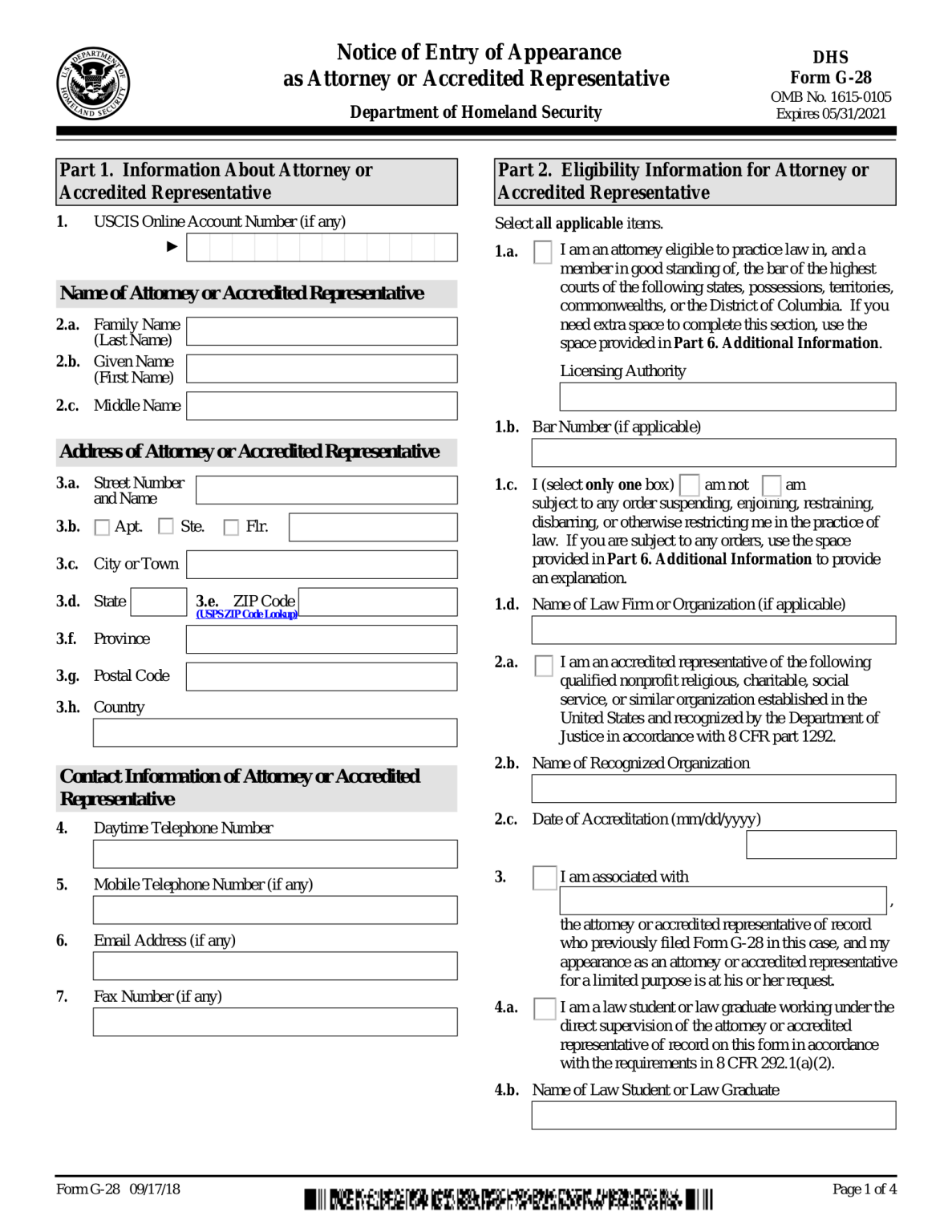Free USCIS Form G-28 | Notice of Entry of Appearance - PDF – eForms