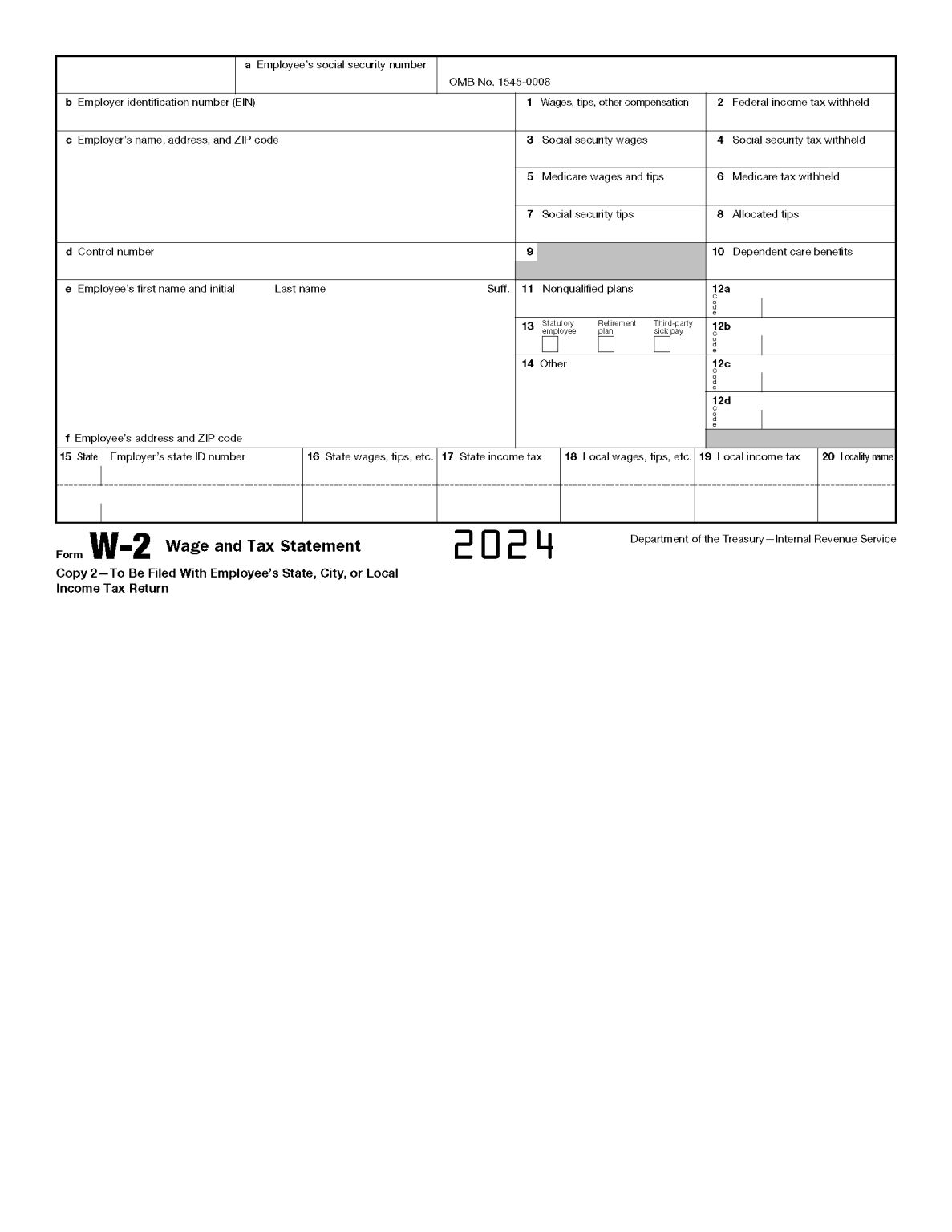 Free IRS Form W-2 | Wage and Tax Statement - PDF – eForms