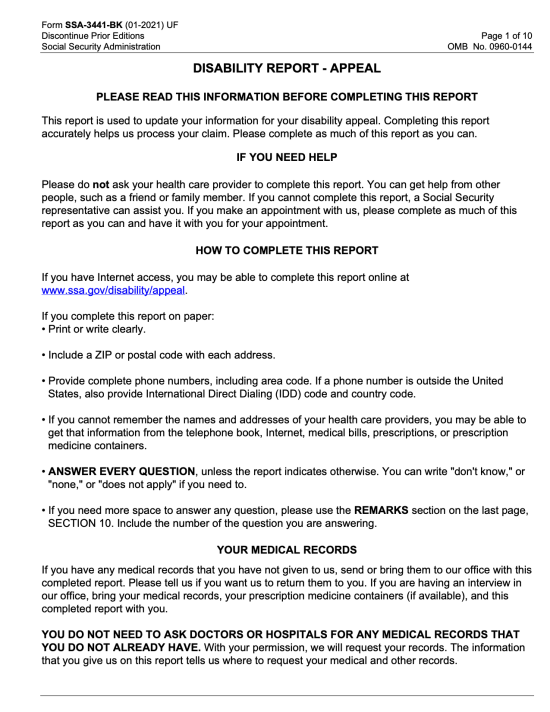 Free Form SSA-561-U2 | Social Security Request for Reconsideration ...