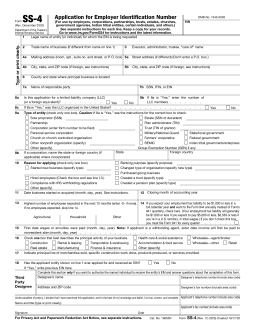 Free SS-4 | Application for Employer Identification Number - PDF – eForms