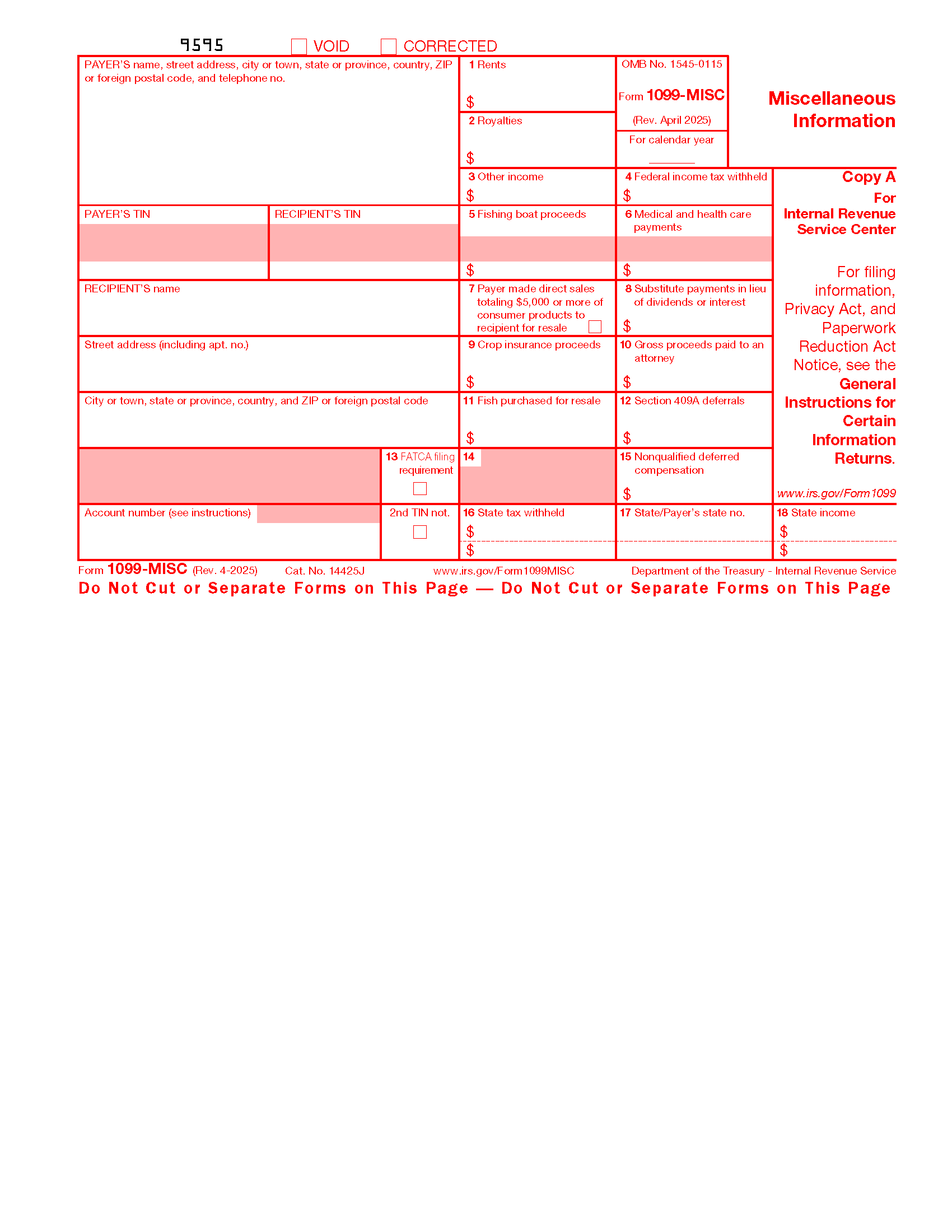 Free IRS Form 1099-MISC - PDF – eForms