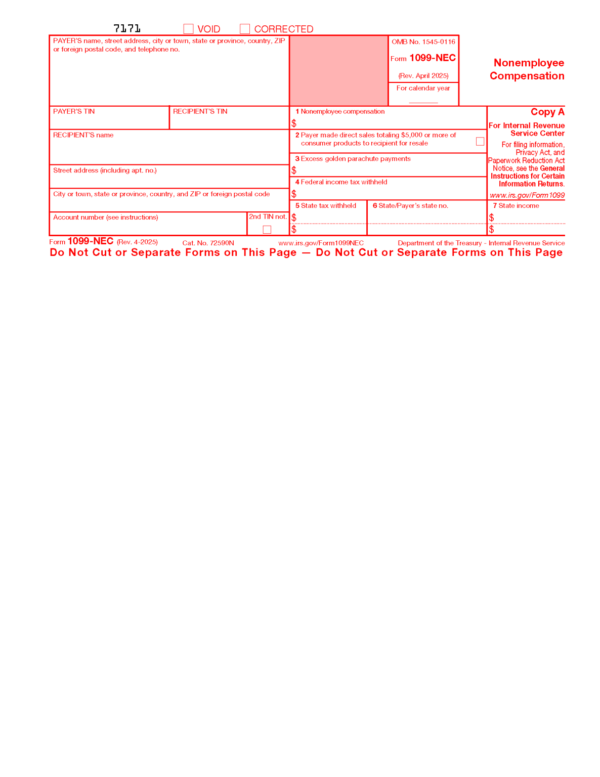 Free IRS 1099-NEC Form (2021-2025) - PDF – eForms