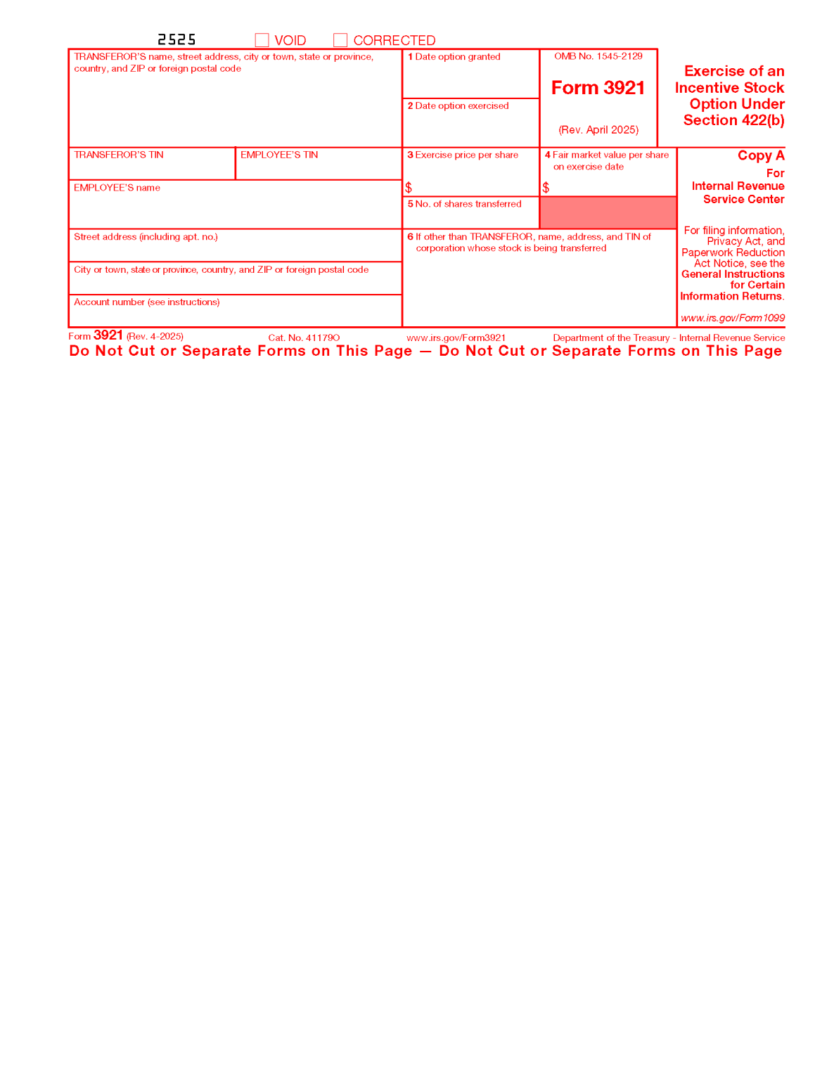 Free IRS Form 3921 - PDF – eForms