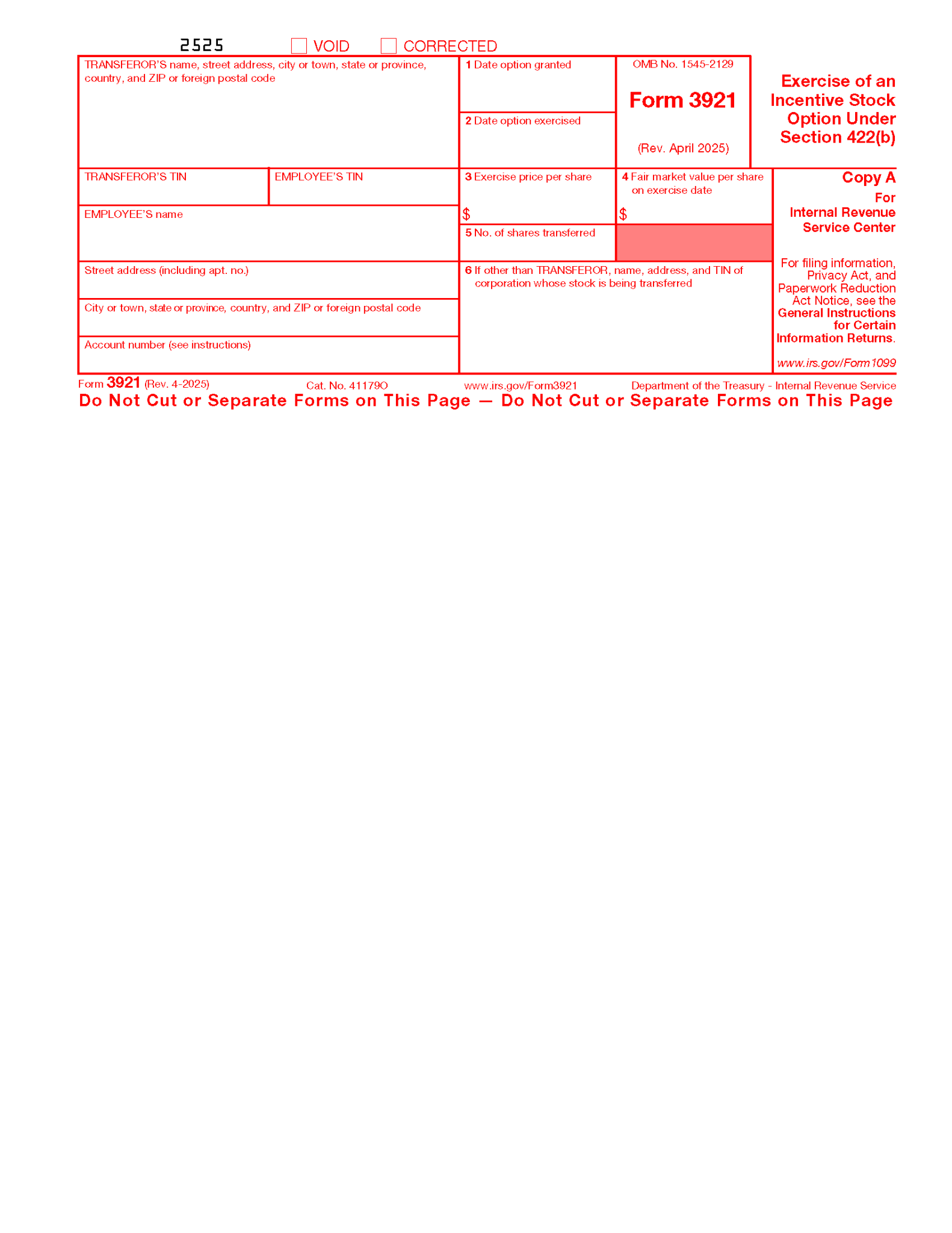 Free IRS Form 3921 - PDF – eForms