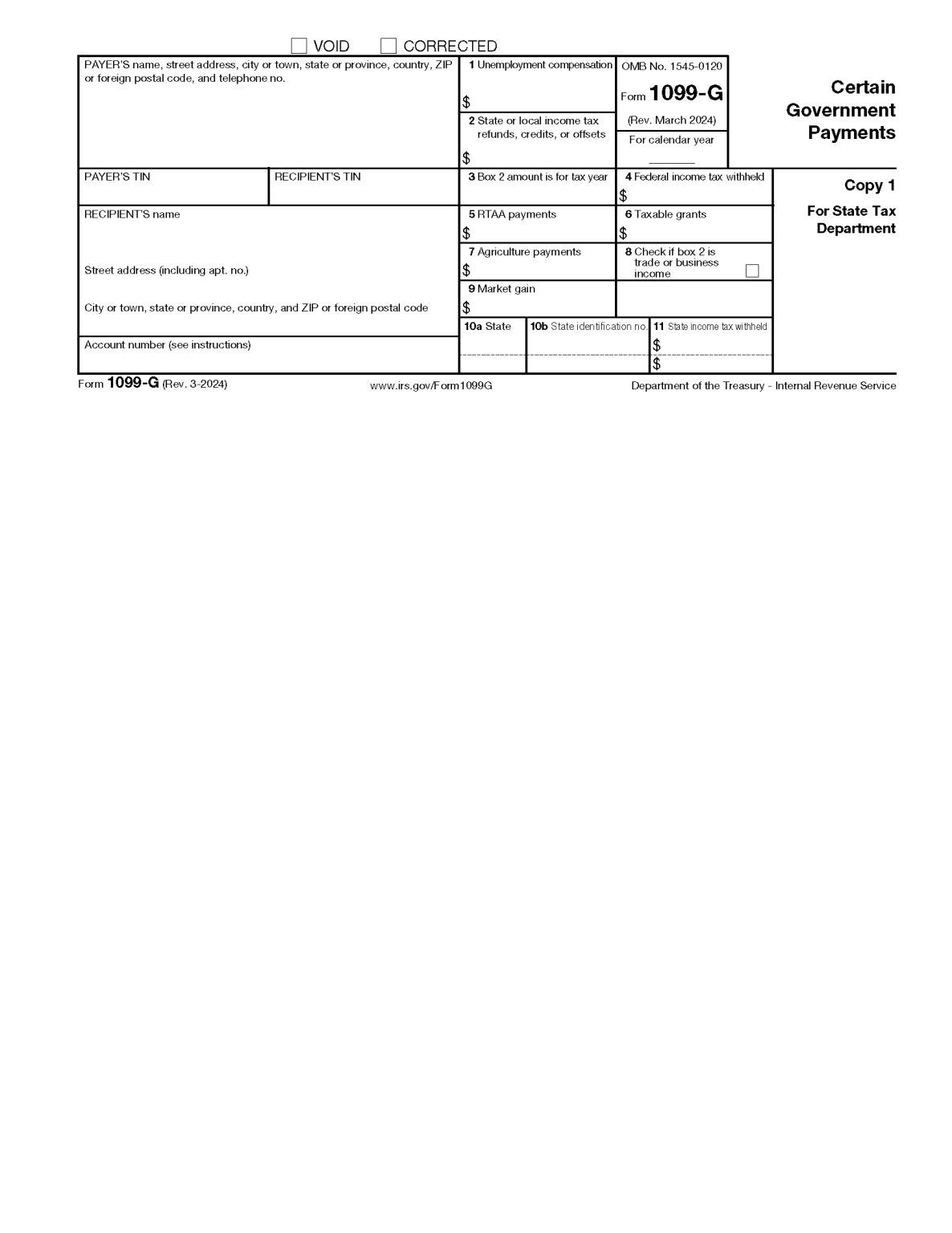 Free IRS Form 1099-G - PDF – eForms