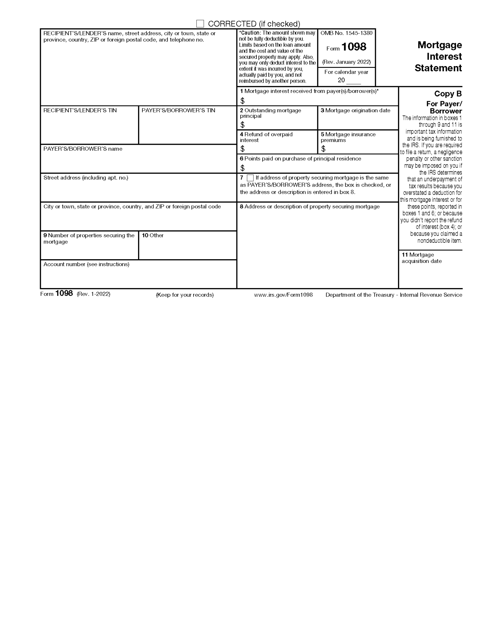 Free IRS Form 1098 - PDF – eForms
