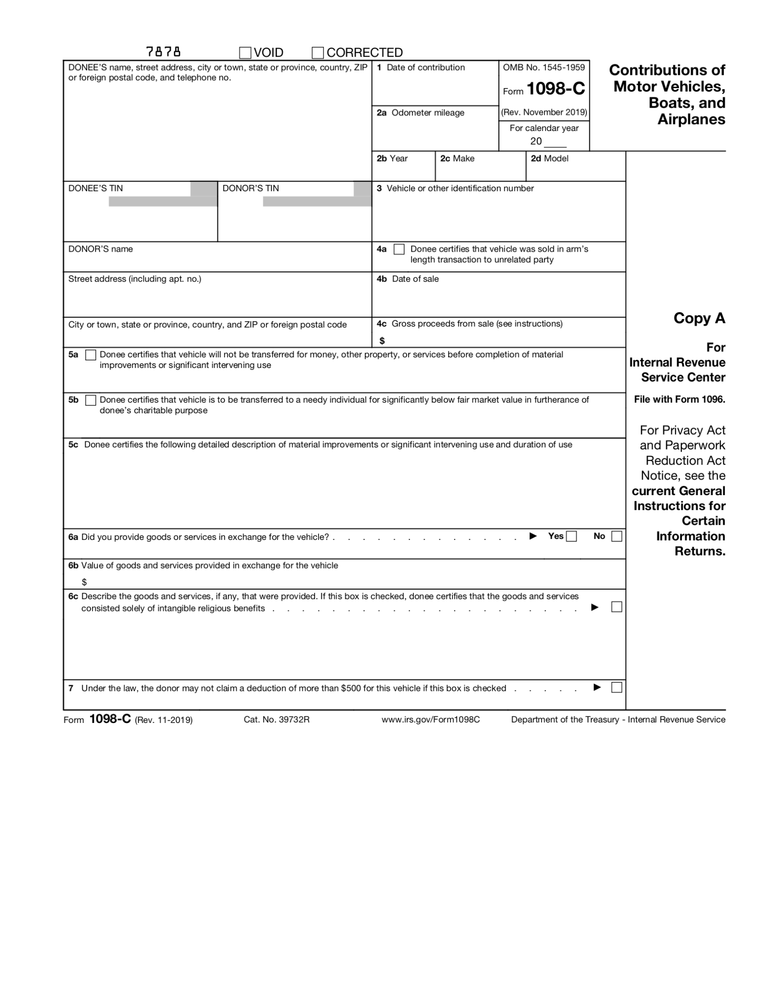 Free IRS Form 1098-C - PDF – eForms