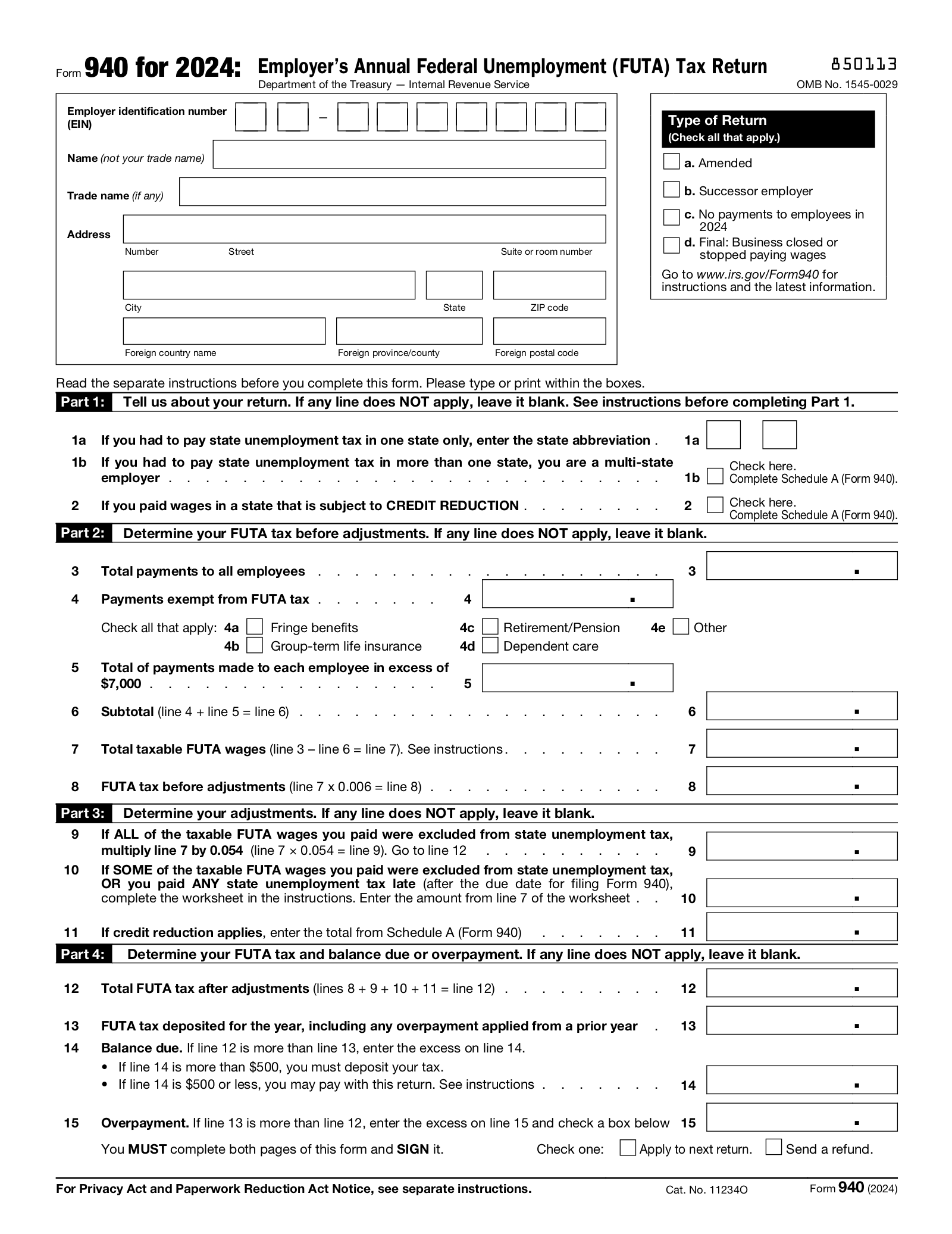 Form 940: Employer’s Annual FUTA Tax Return – eForms