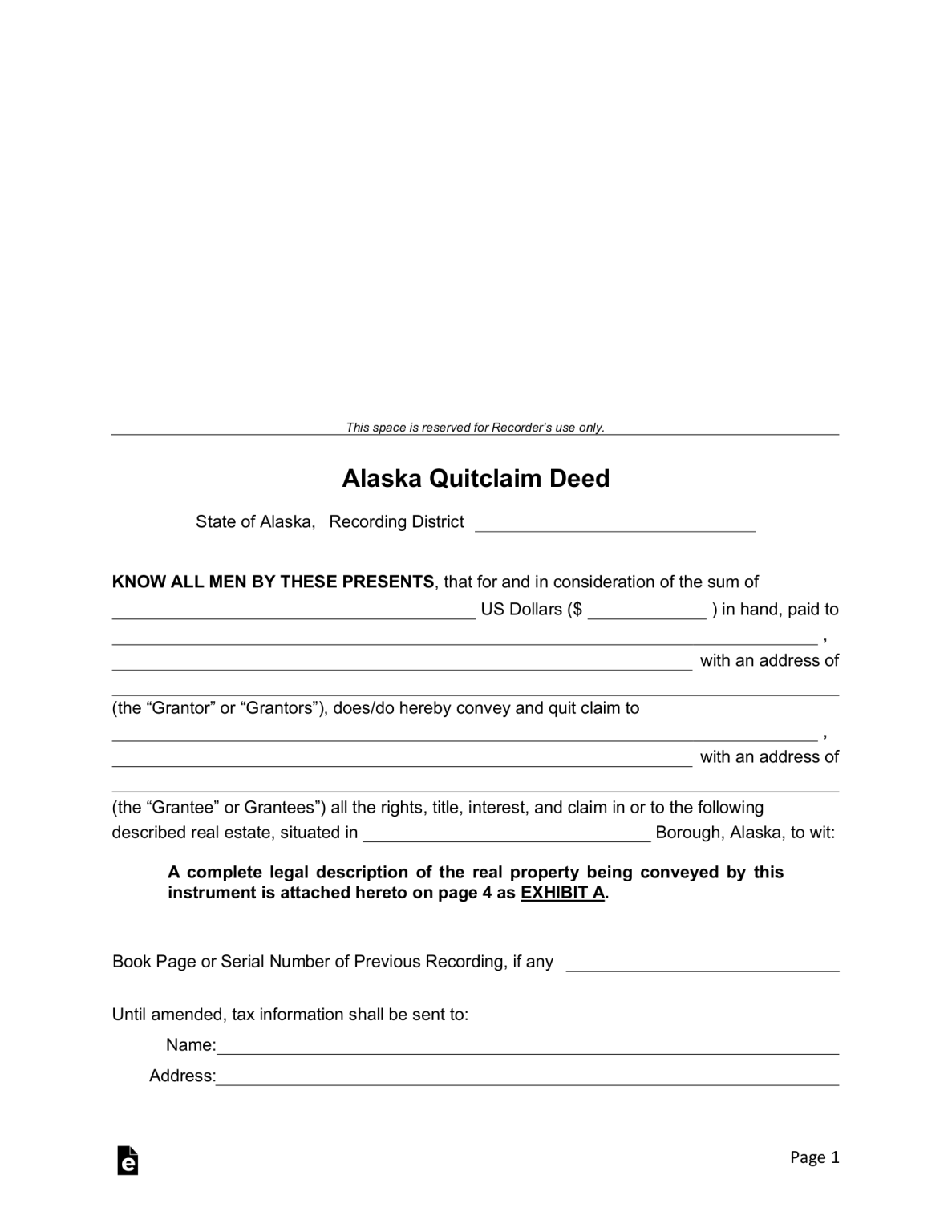 Free Alaska Quit Claim Deed Form - PDF | Word – eForms