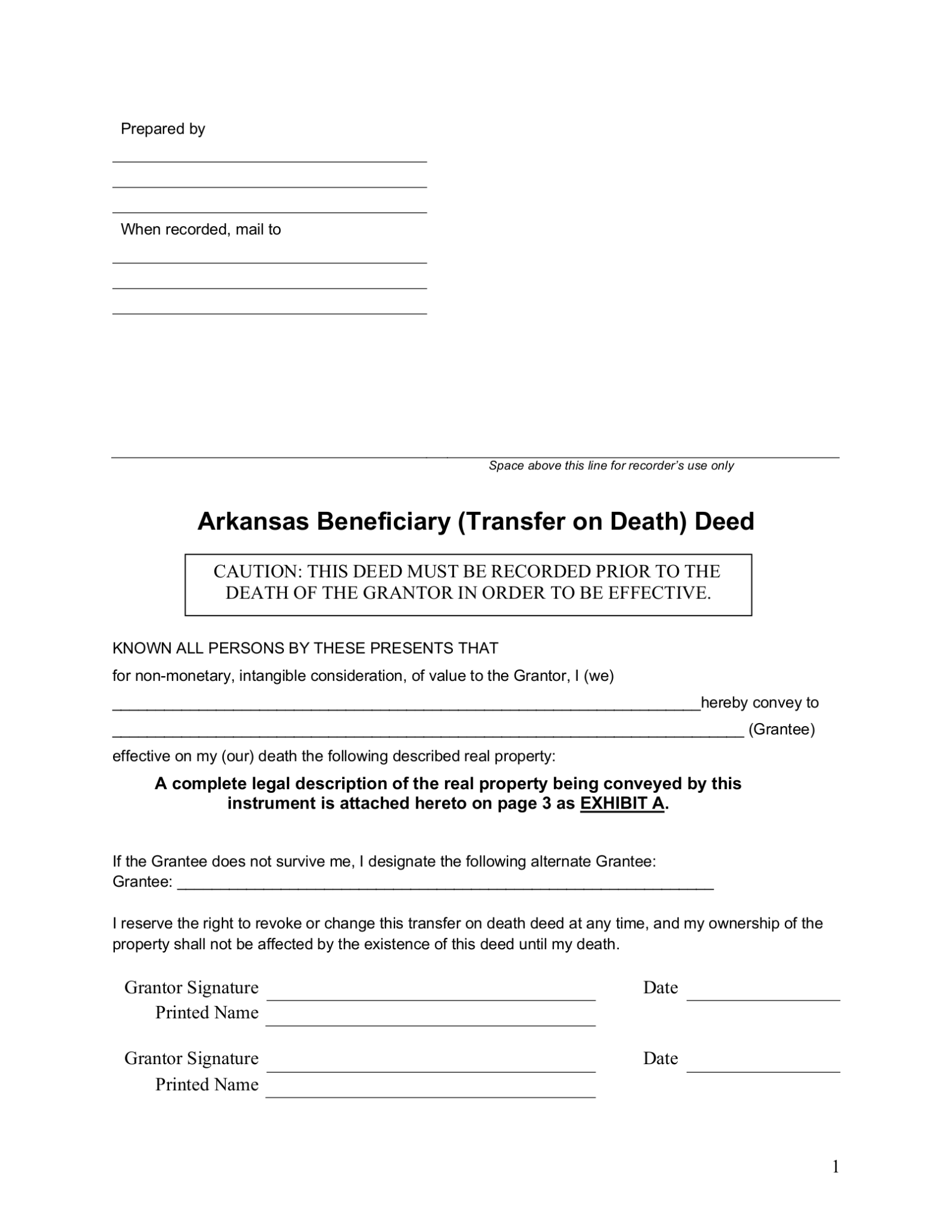 Free Arkansas Transfer on Death Deed - PDF | Word – eForms
