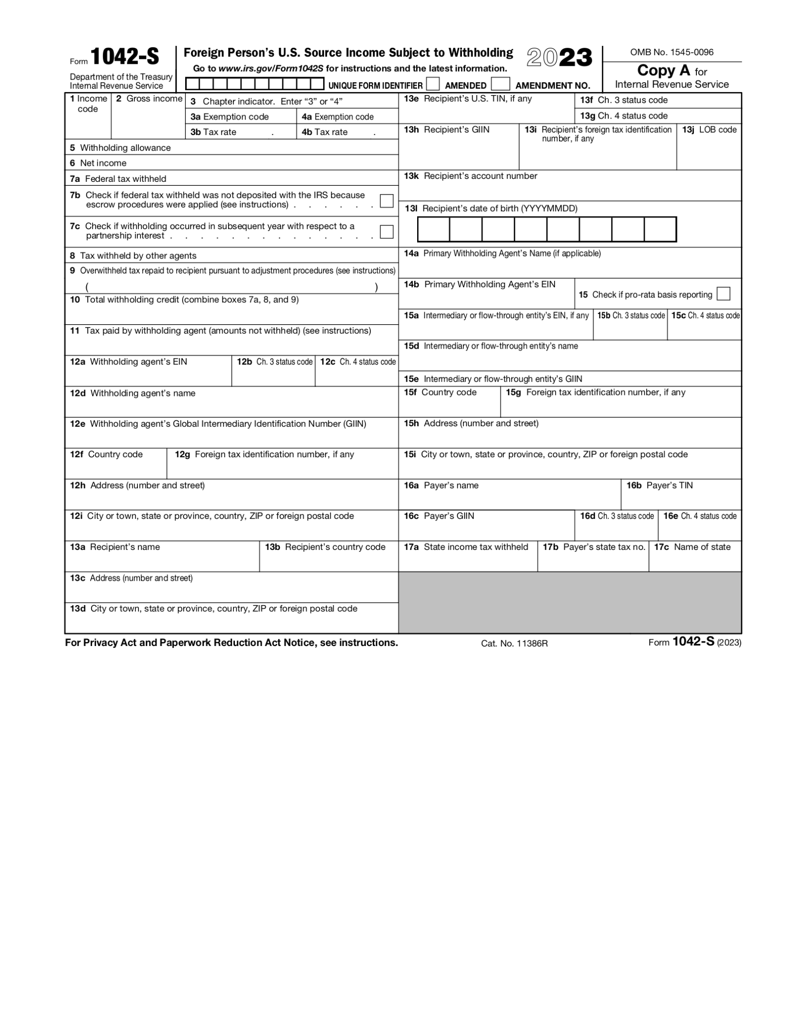 Free IRS Form 1042-S - PDF – eForms