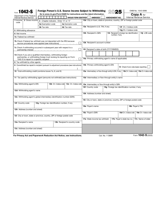 Free IRS Form 1042-S - PDF – eForms