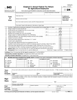 Form 943: Agricultural Employer’s Federal Tax Return – eForms