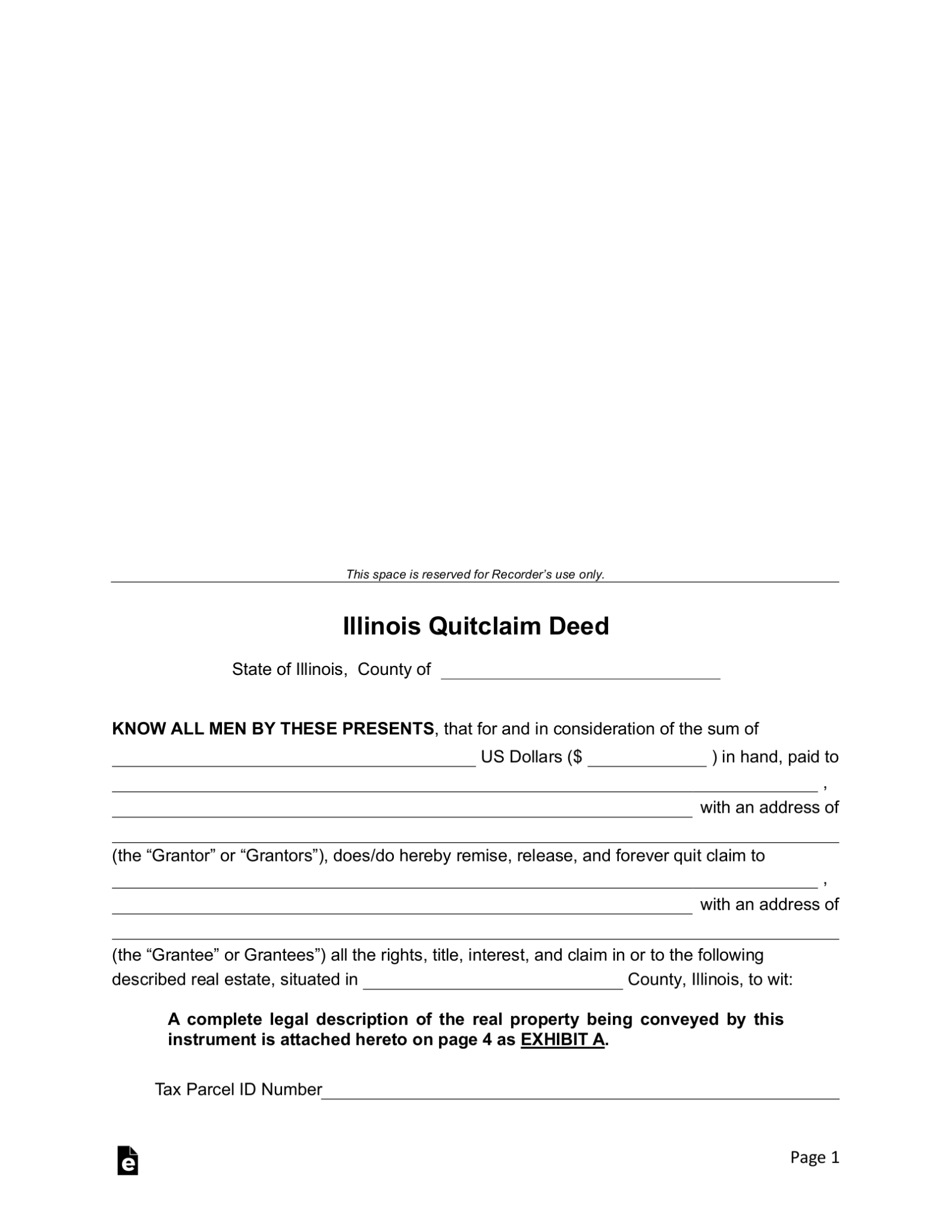 Free Illinois Quit Claim Deed Form - PDF | Word – eForms