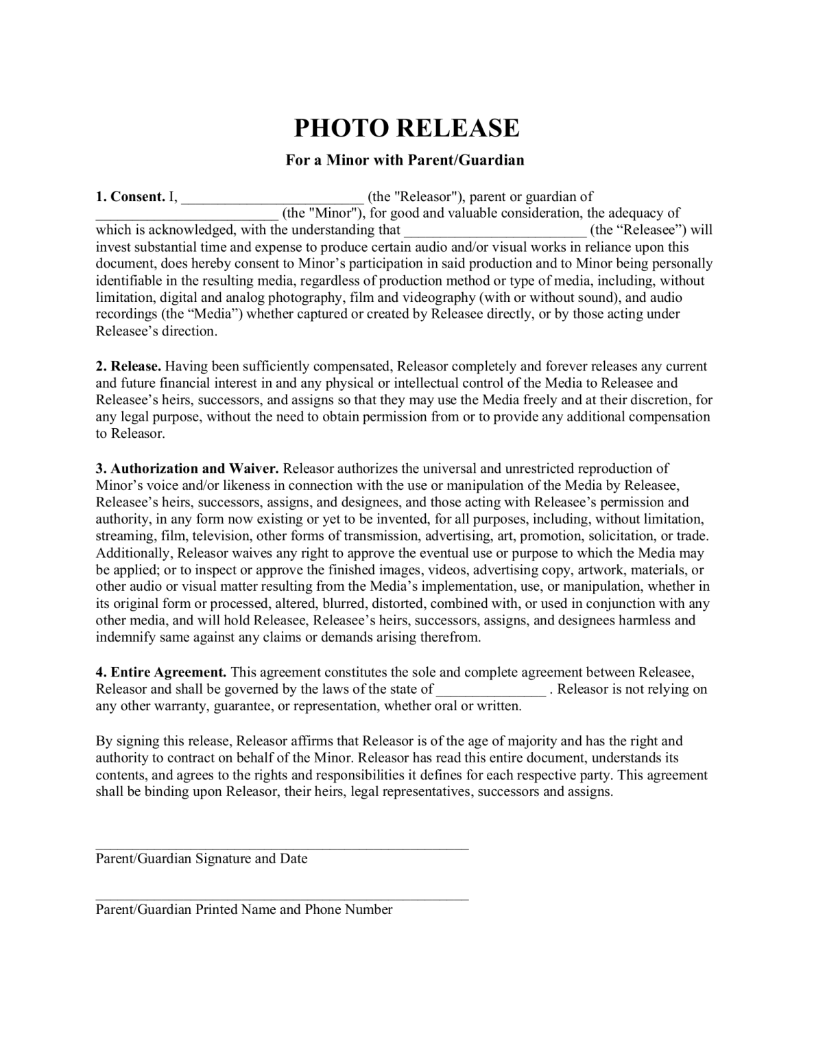 Free Media Liability Release Form - PDF | Word – eForms