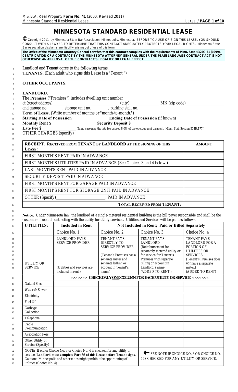 Free Minnesota Lease Agreement Templates (7) - PDF | Word – eForms