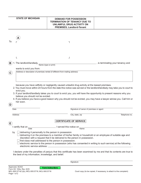 Free Michigan Eviction Notice Forms (4) - PDF | Word – eForms