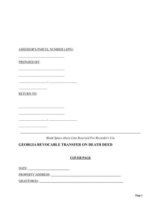 Free Georgia Transfer on Death Deed - PDF | Word – eForms