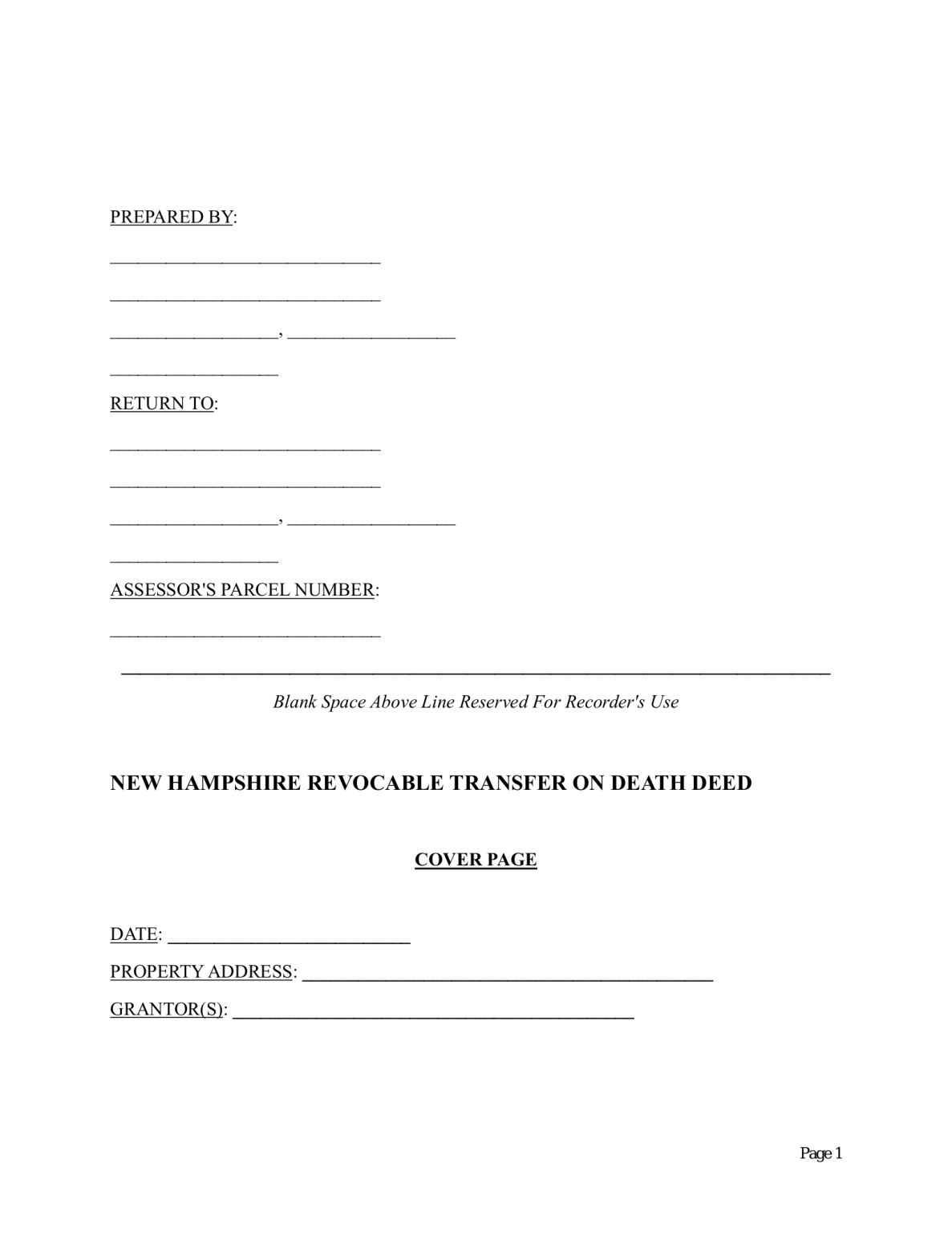 Free New Hampshire Transfer on Death Deed - PDF | Word – eForms