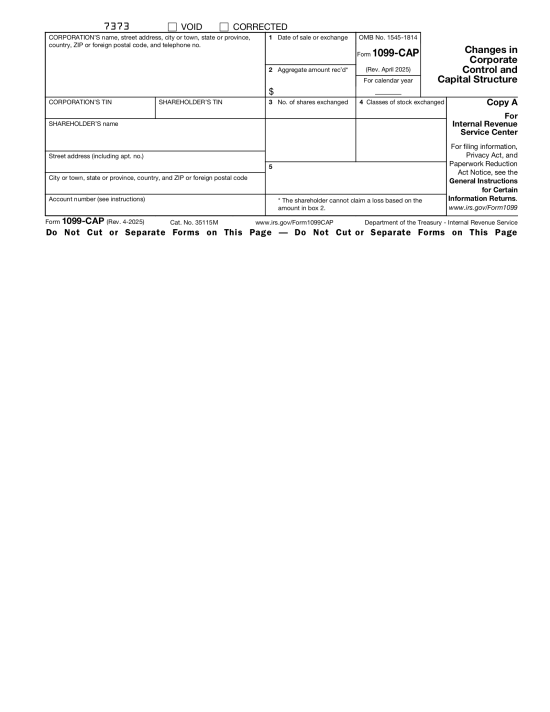 Free IRS 1099-CAP Form - PDF – eForms