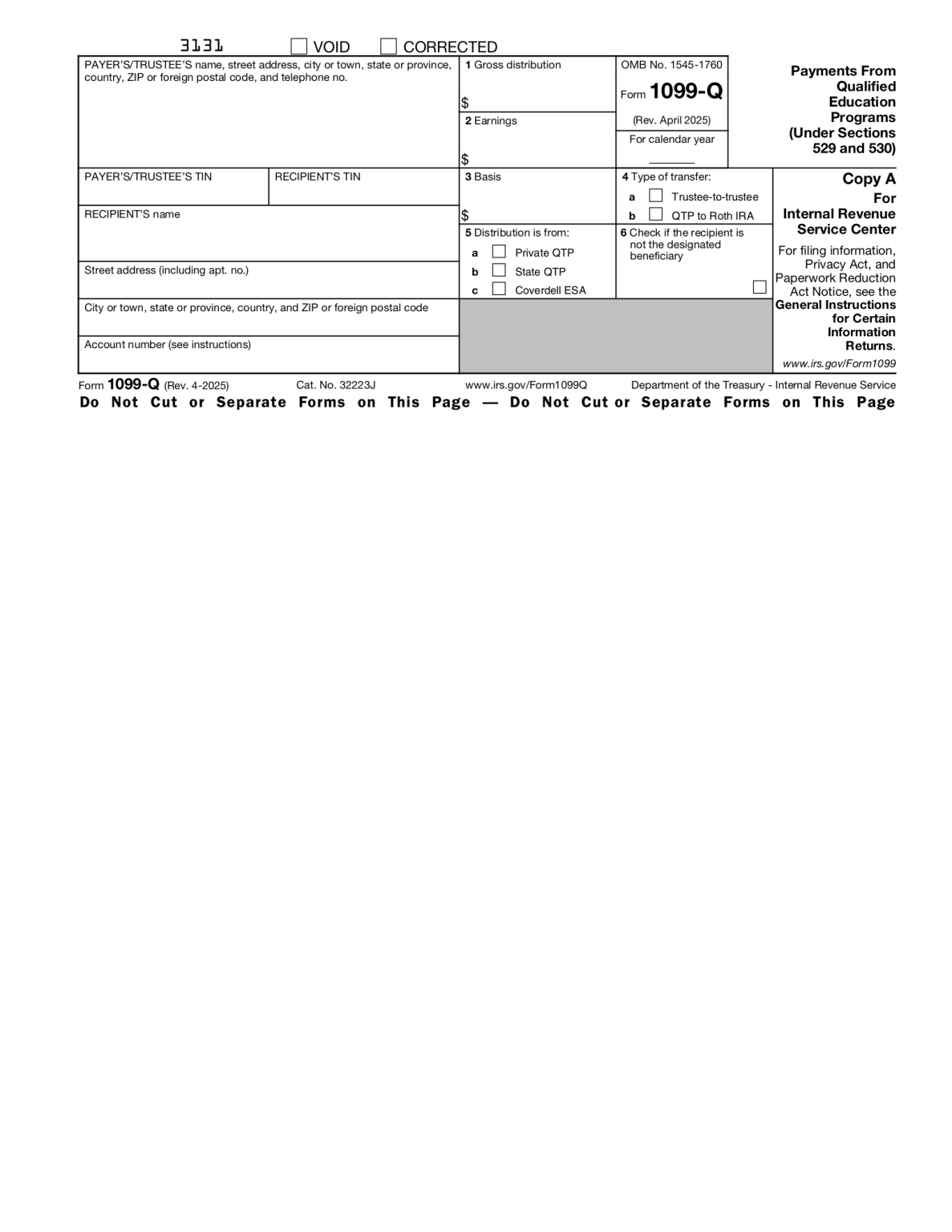 Free IRS Form 1099-Q - PDF – eForms