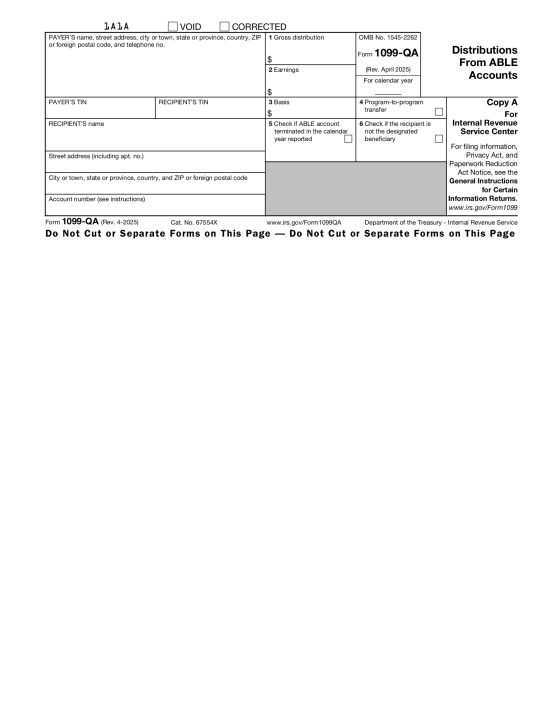 Free IRS 1099-QA Form - PDF – eForms